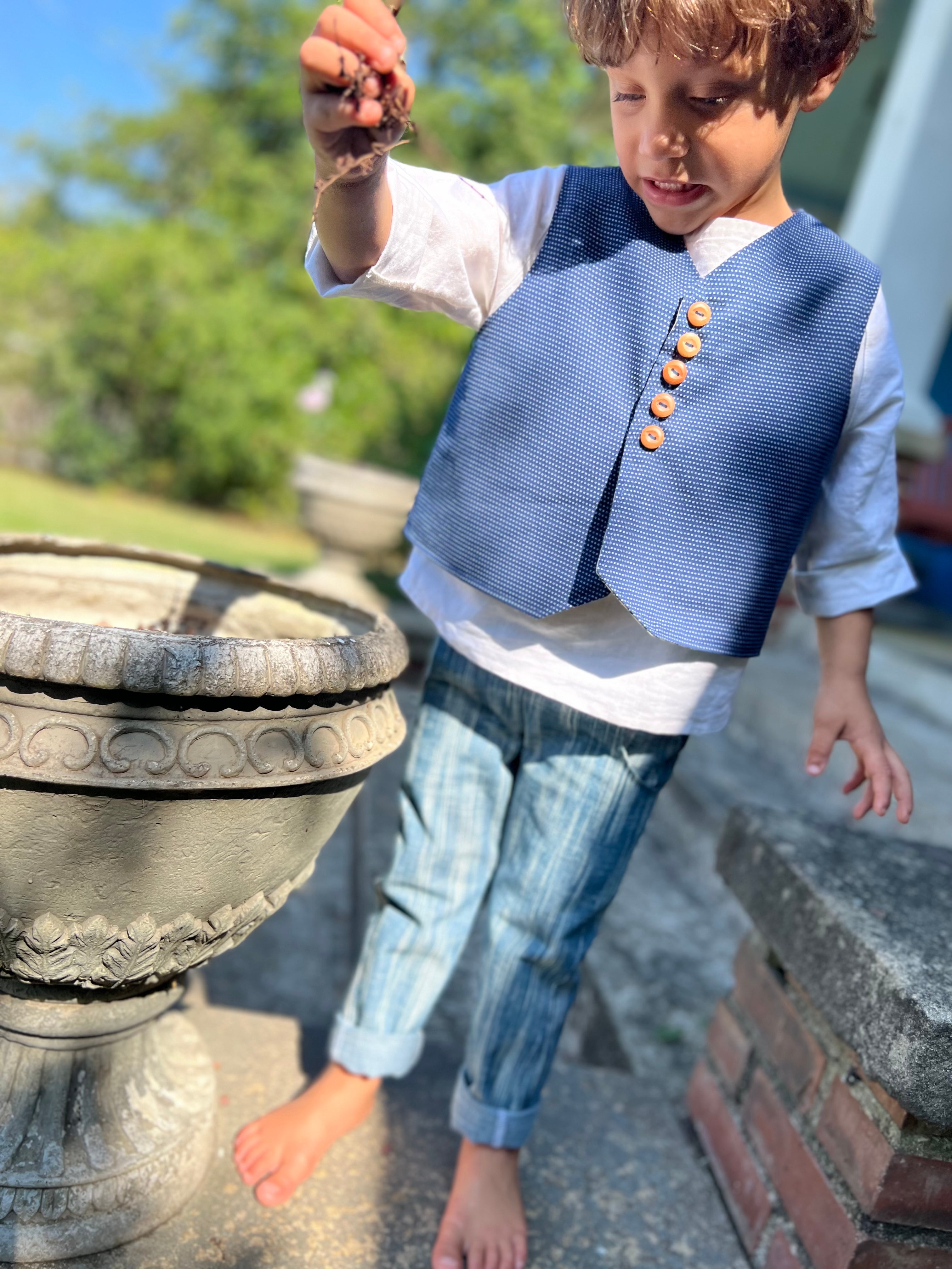 textured chambray vest – Christopher Legend