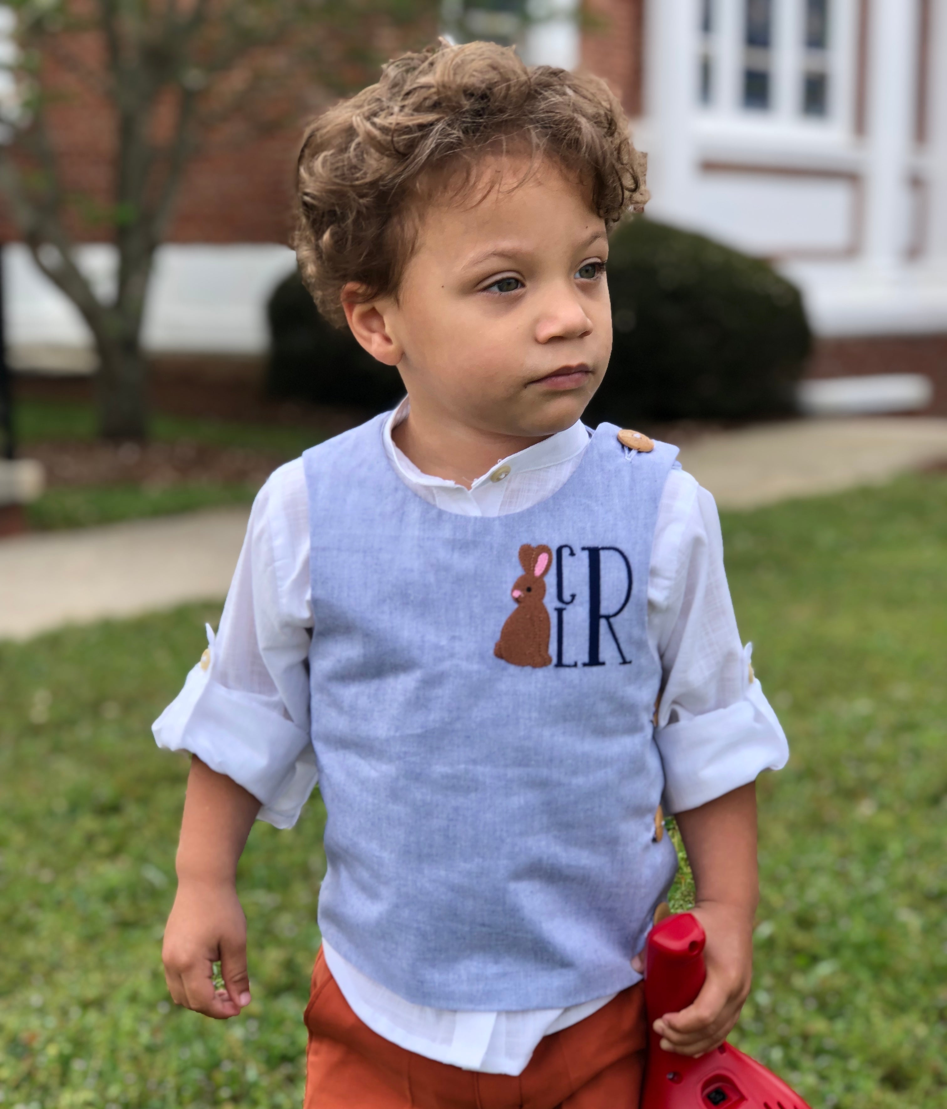 Blue chambray side button vest – Christopher Legend